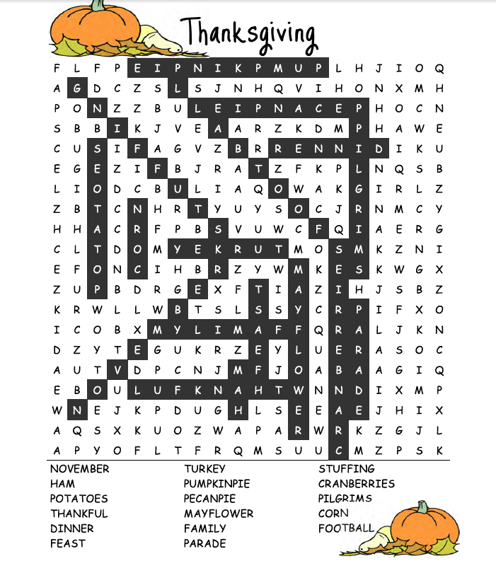 All Things Woozworld: Thanksgiving (Canadian) Word Search Answers!
