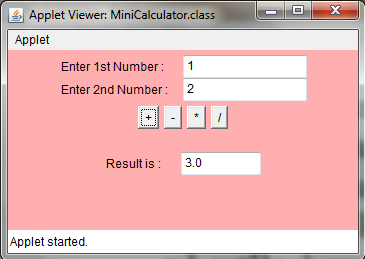 JAVA: Mini Calculator using Java.