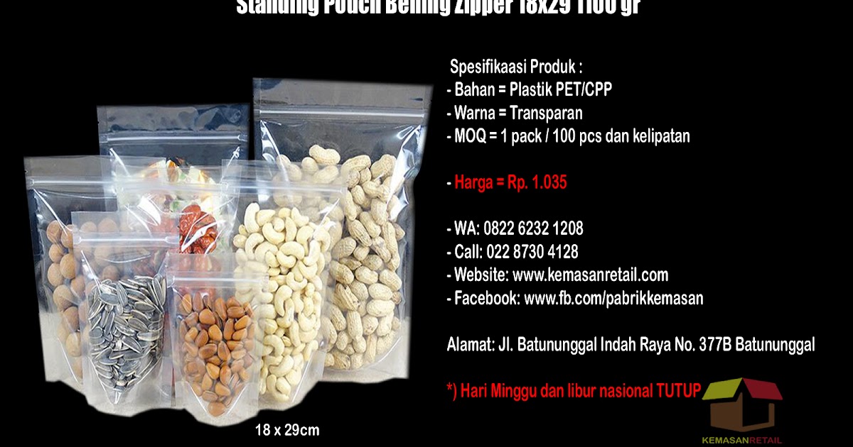 Jual Kemasan Snack Standing Pouch Bening Murah | Packaging Bandung ...