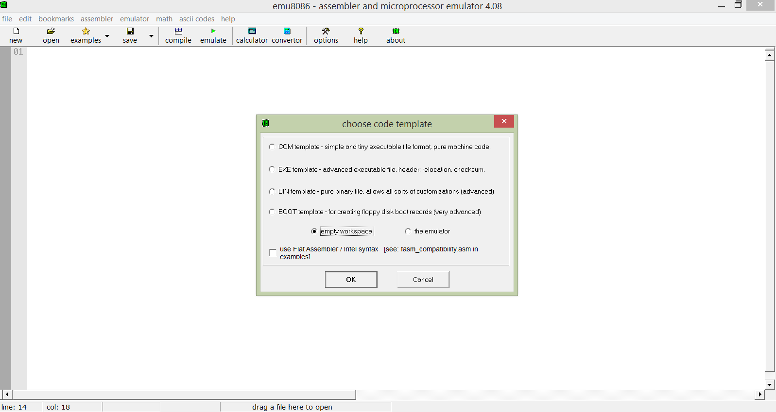 Program to print "Hello World" in Assembly Language using emu 8086