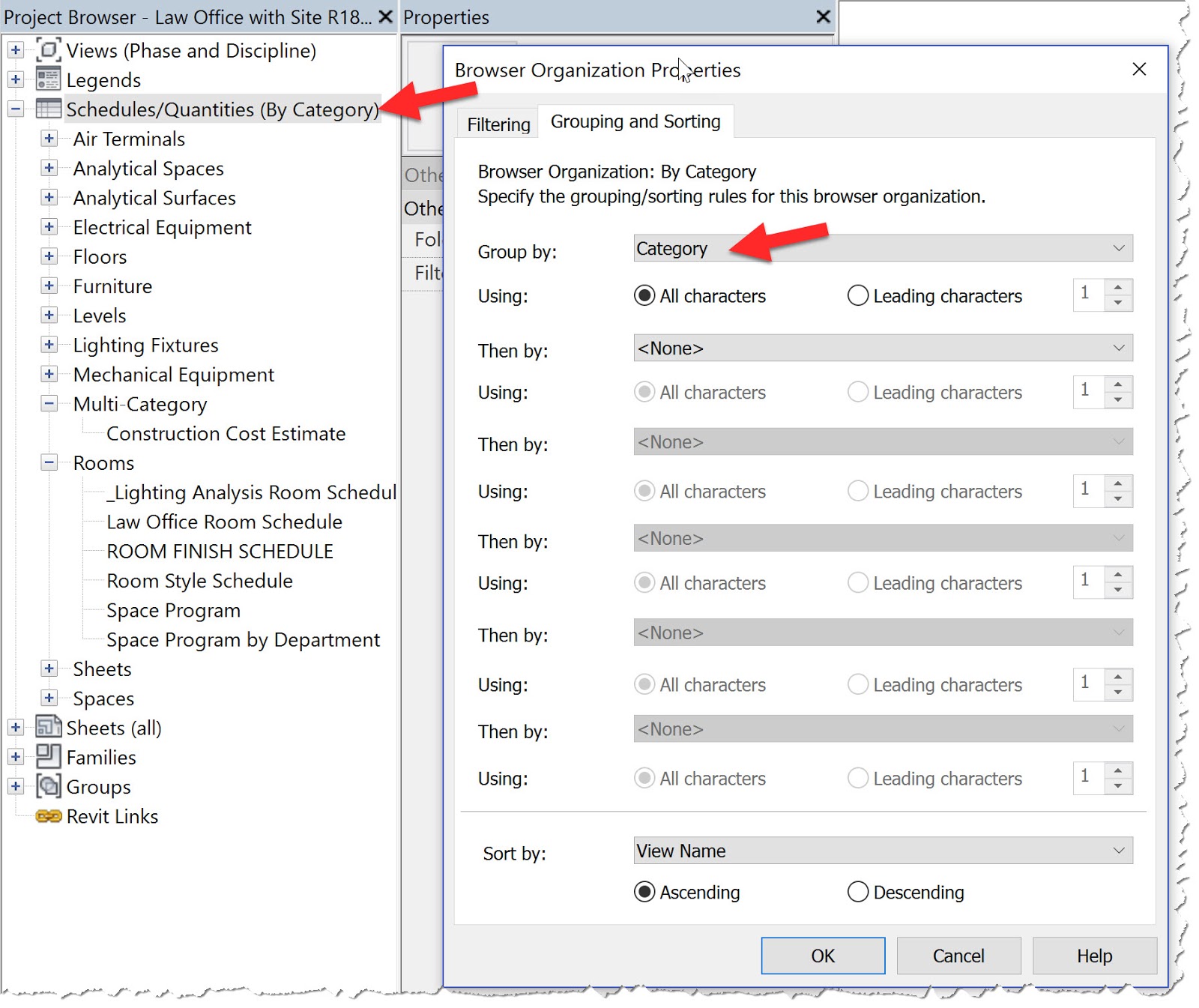 BIM Chapters: Browser Organization for Schedules in Revit 2018.1