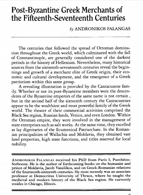 Post-Byzantine Greek Merchants of the Fifteenth-Seventeenth Centuries