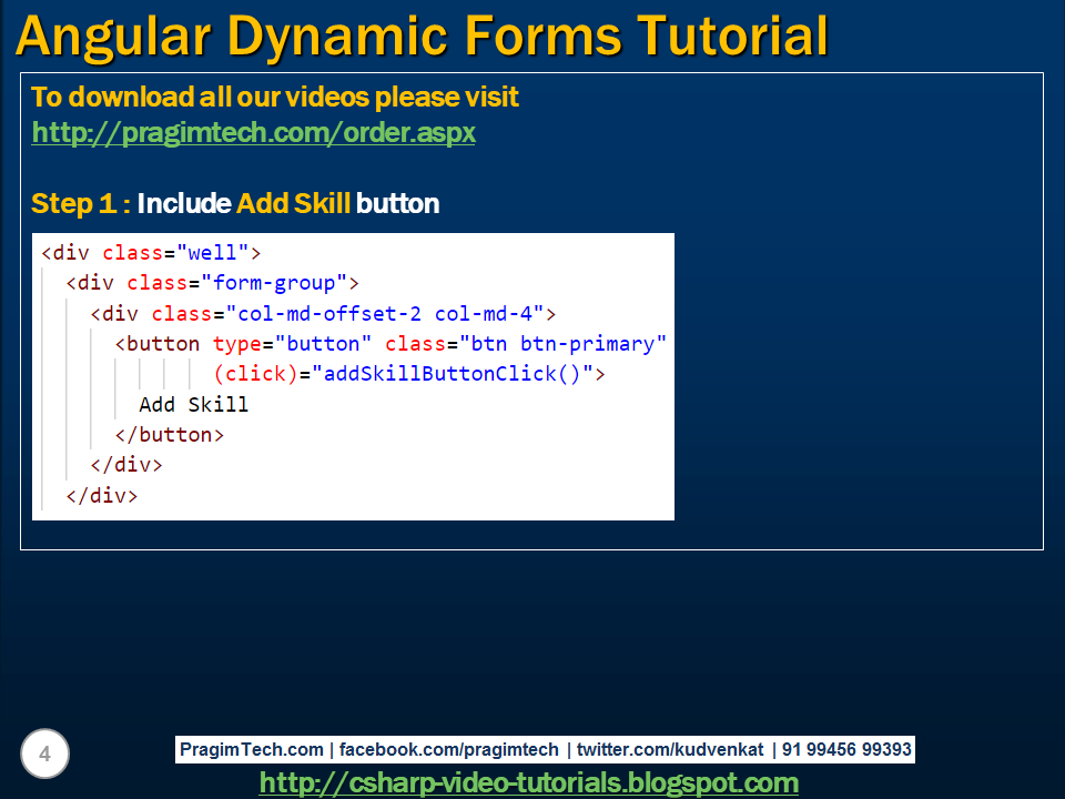 Sql Server Net And C Video Tutorial Angular Dynamic Forms Tutorial Slides
