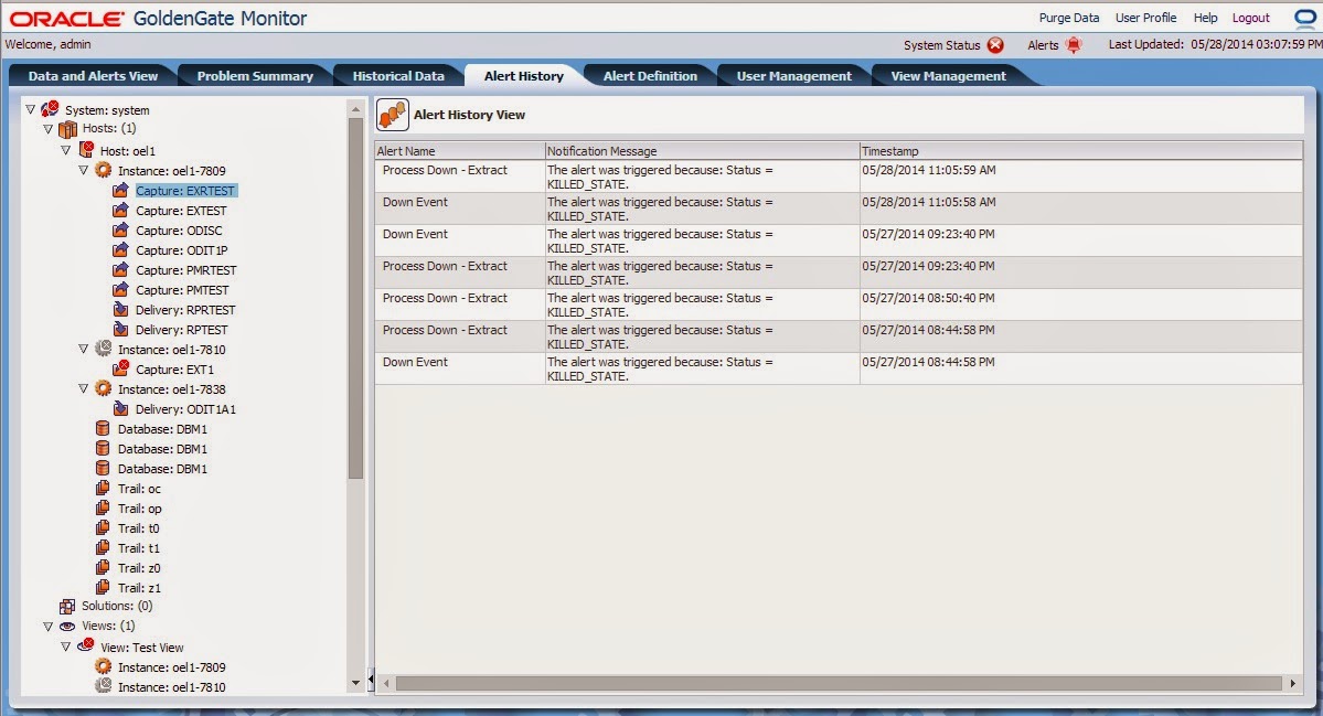 Oracle GoldenGate Replication: Oracle GoldenGate Monitor
