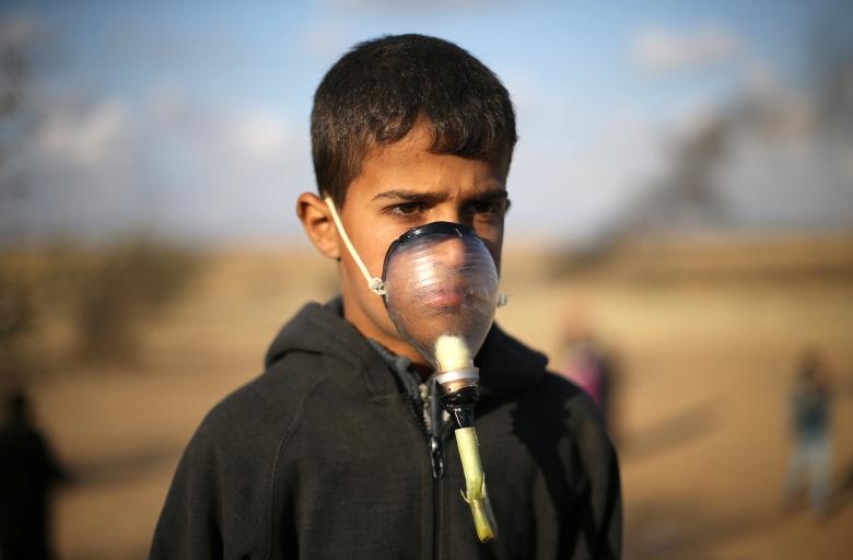 Homemade gas masks in Gaza