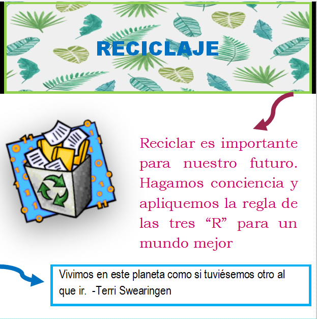 Reciclaje: Afiche sobre el reciclaje