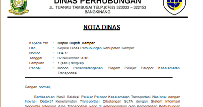 Contoh Format Nota Dinas - Berkat Ilmu