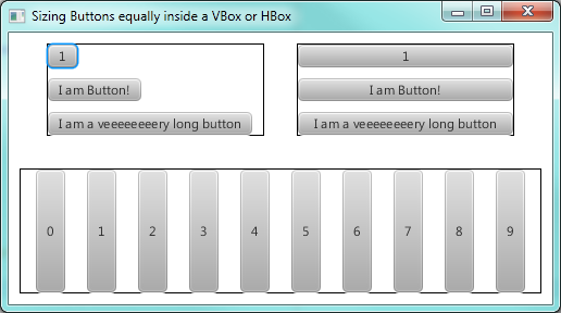 Just my 2 cents about Java: JavaFX 2.0 Layout Panes - Sizing Buttons equally inside a VBox or HBox