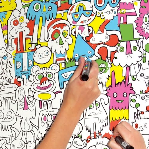 All About Abbie...: Colouring Book Wallpaper by Jon Burgerman