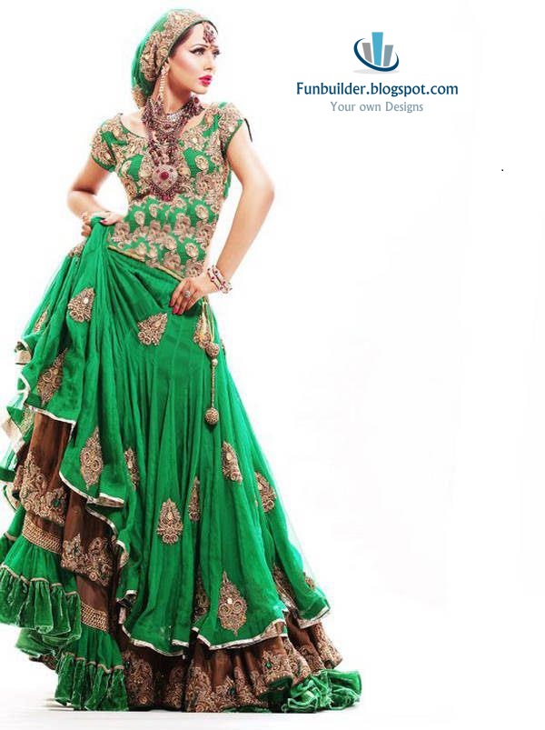 Green color mehendi Dress latest collection of 2013 and 2013 Bridal ...