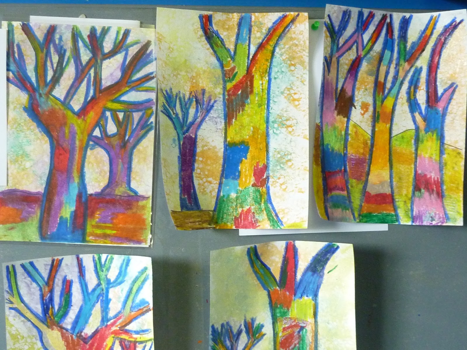 Arbres à la craie grasse | Les arts, Art élémentaire, Art et nature