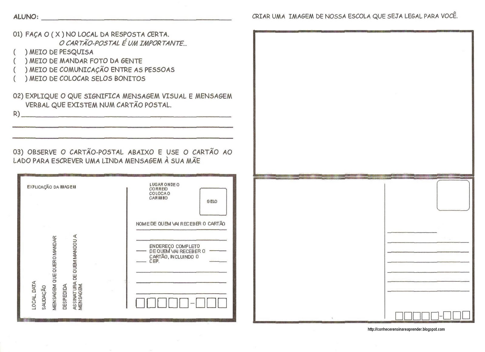 Alfabetização e Linguagem: Cartão Postal