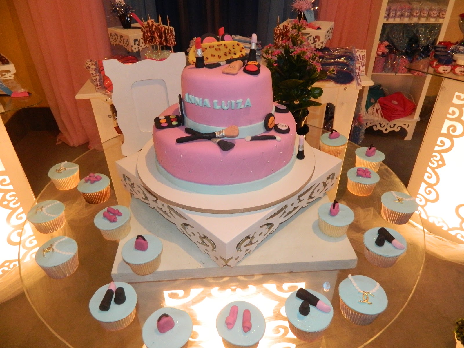 Claudia Bolo Decorado: Bolo Pink e azul