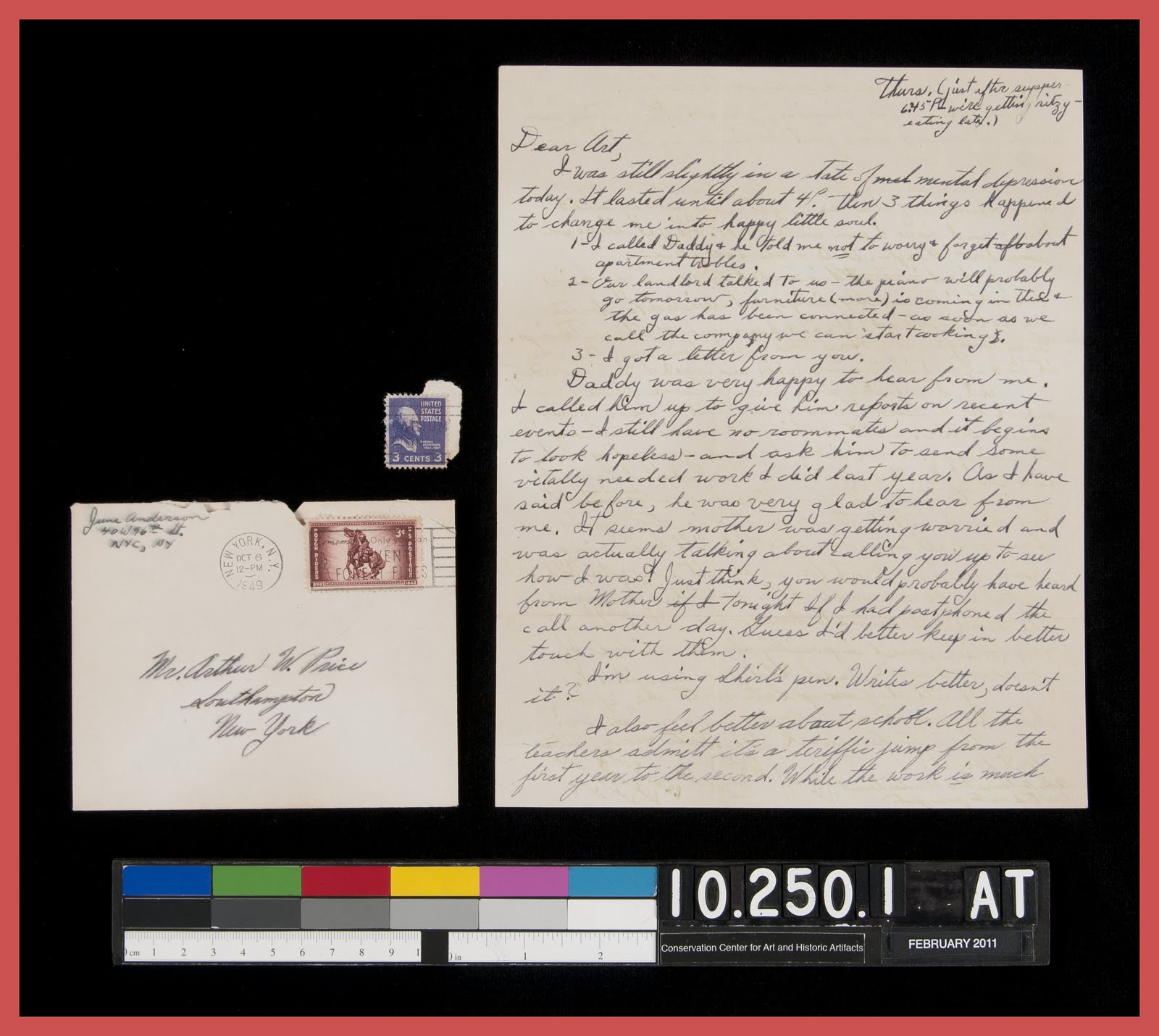 Preserving a Family Collection: Letter and Envelope, Before and After