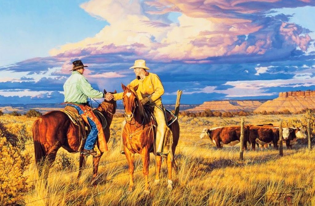 Imágenes Arte Pinturas: Cuadros de Vaqueros en Paisajes del Oeste, Tim ...
