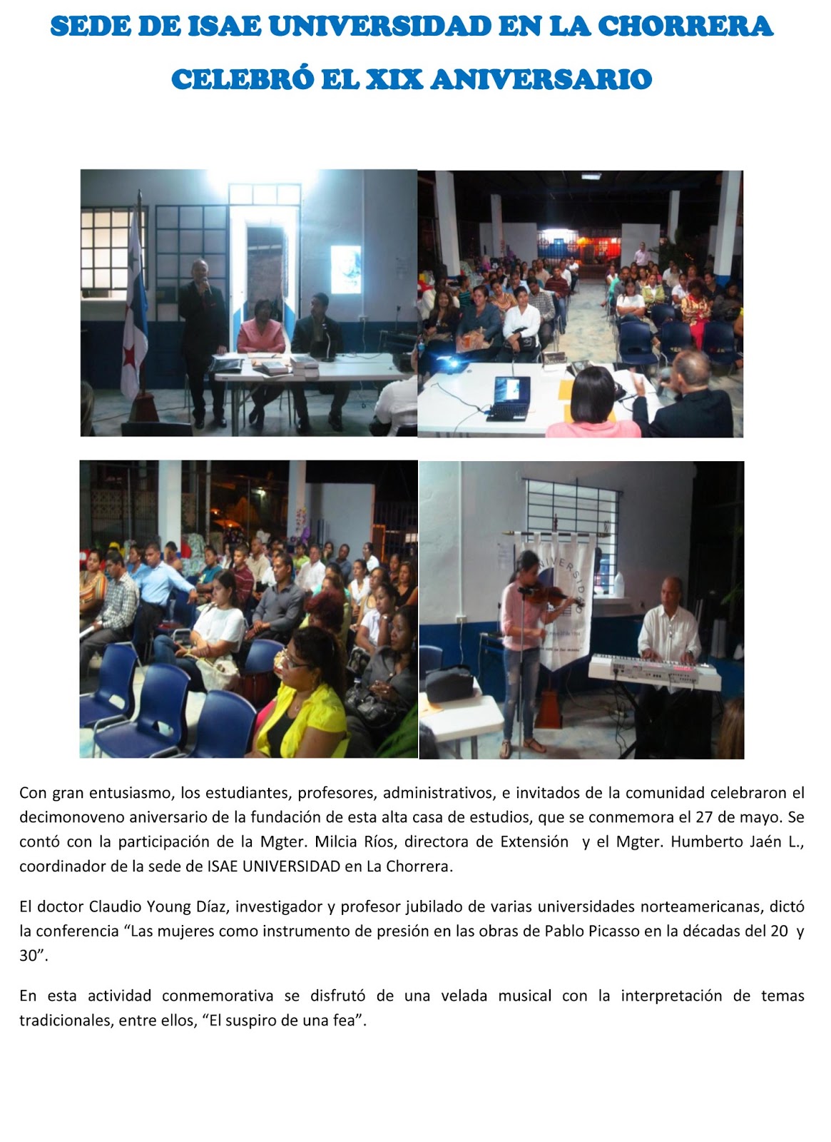 NOTICIAS: SEDE DE ISAE UNIVERSIDAD EN LA CHORRERA CELEBRÓ EL XIX ...