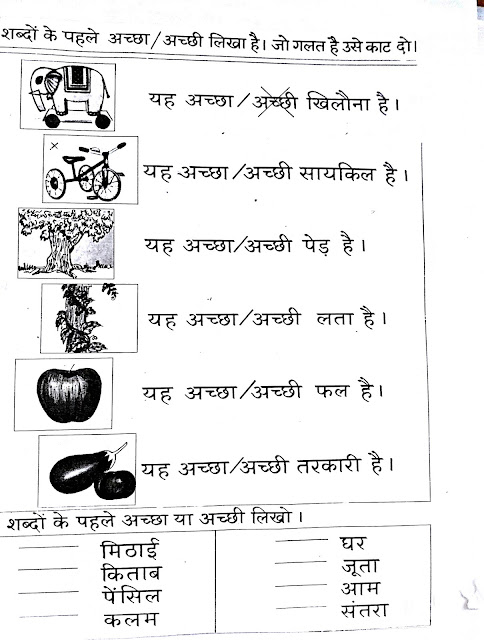 Hindi Grammar Work Sheet Collection for Classes 5,6, 7 & 8: Adjectives ...