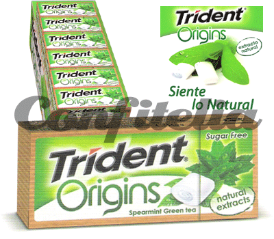 plaza españa: Chicle Trident Origins menta verde sin azucar.
