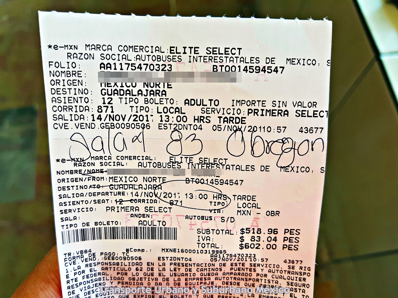 Transporte Urbano y Suburbano de México : Viajando en Elite Select