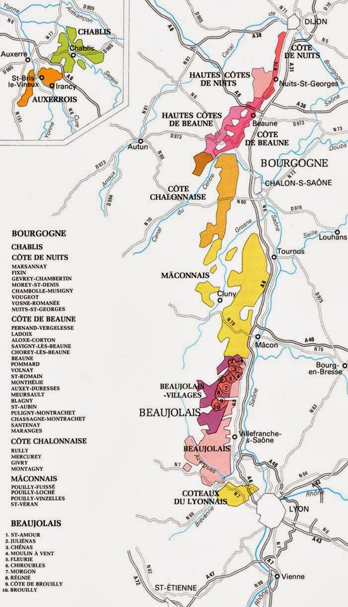 Burgundy map, Wine map, Wine region map