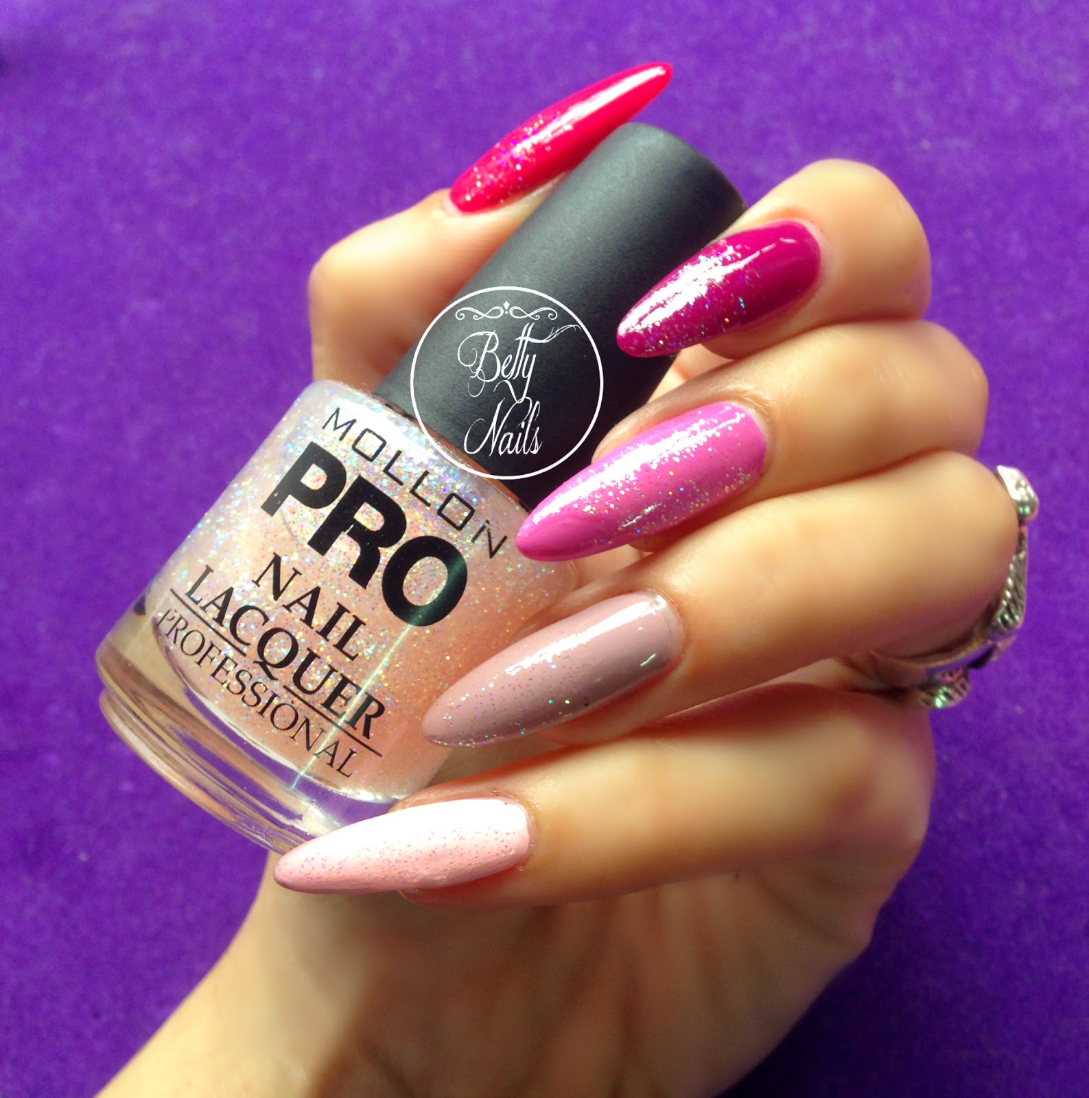 Betty Nails: Mollon Pro Pink Ombree & Peach Sparkle - Dazzling Collection
