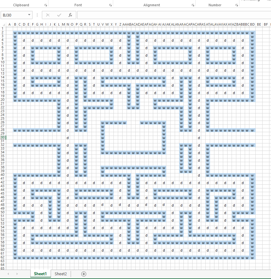 Level Design: Using MS Excel to generate a Pacman map in Unity