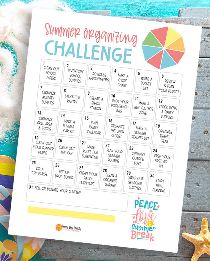 31 Ways to Get Organized for Summer | FREE Printable Calendar | Sunny ...