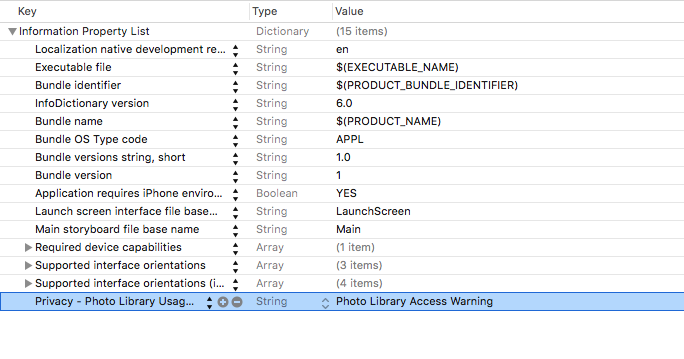 Tuntunir Programming: Info.plist must contain an ...