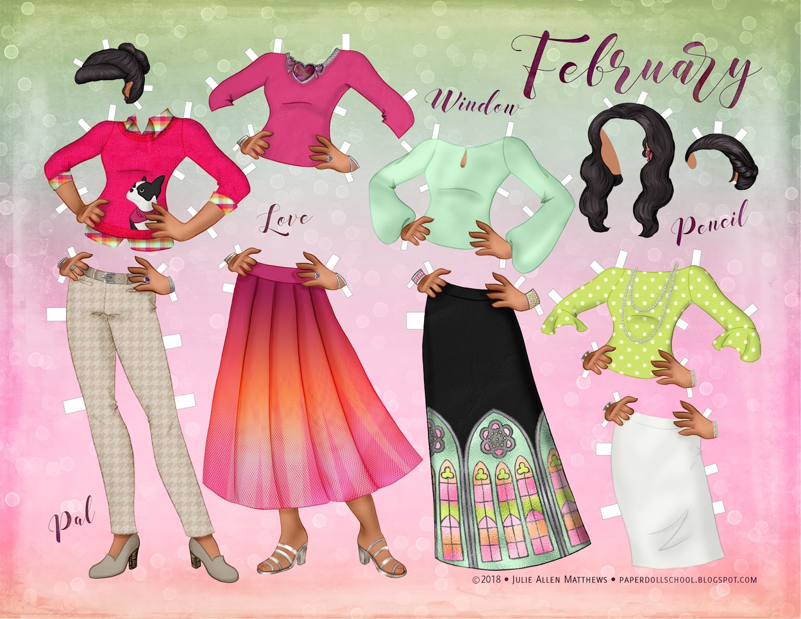 Paper Doll School: February Paper Doll - Set 4