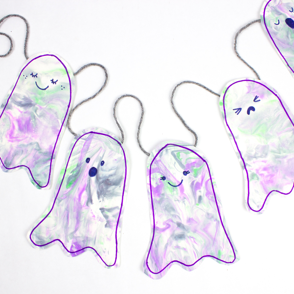 Cute, Marbled Ghost Banner Craft | Pink Stripey Socks