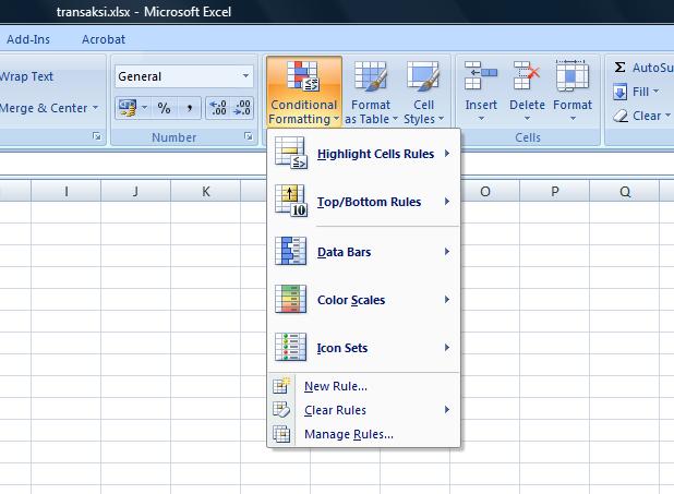 Menggunakan Conditional Formatting (Highlight Cell Rules) pada ...