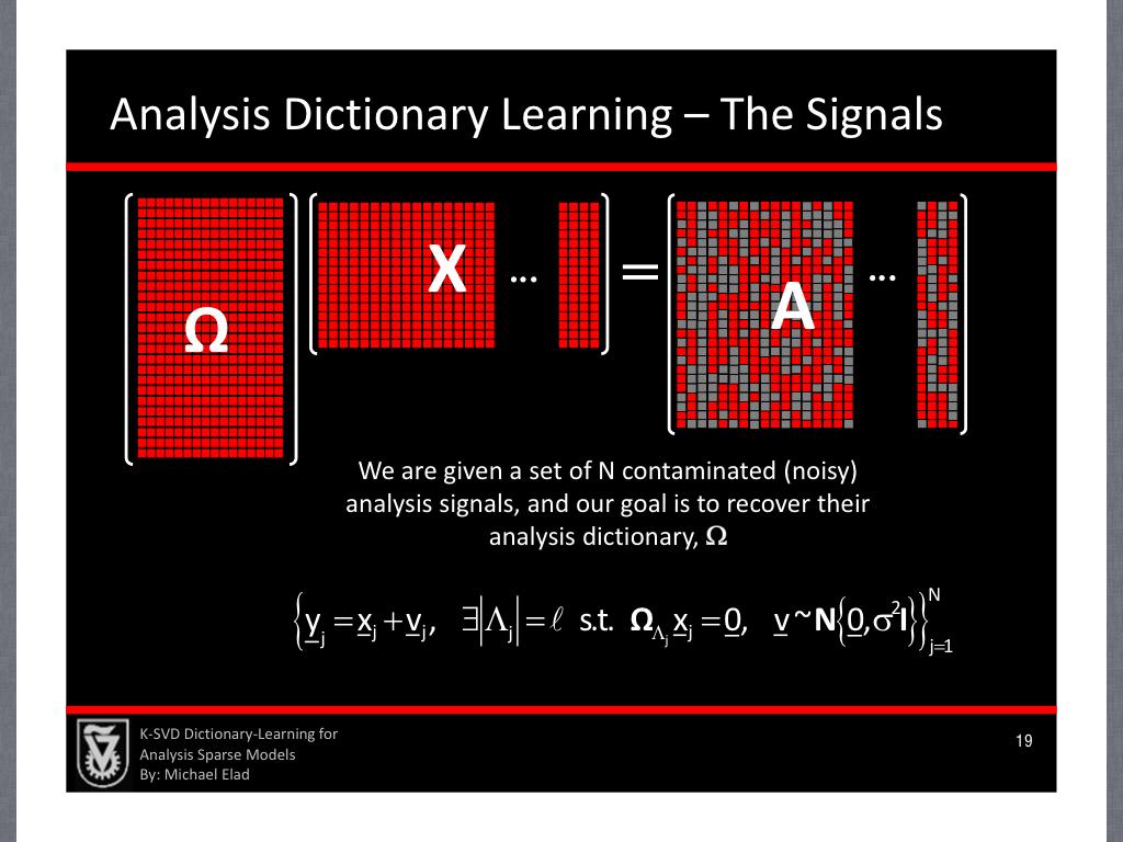Nuit Blanche: Analysis Dictionary Learning: A New Matrix Factorization
