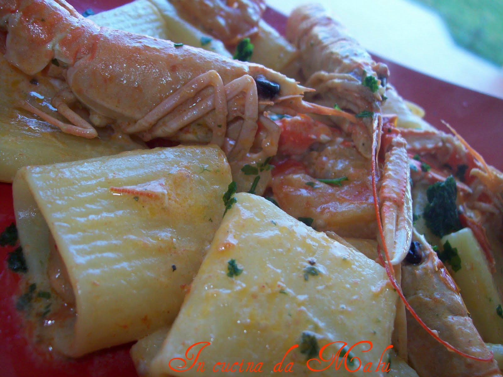 mezzi paccheri agli scampi da In cucina da Malù su Akkiapparicette