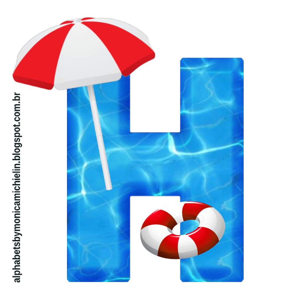 M. Michielin Alphabets: PISCINA COM GUARDA-SOL E BÓIA ALFABETO, POOL ...