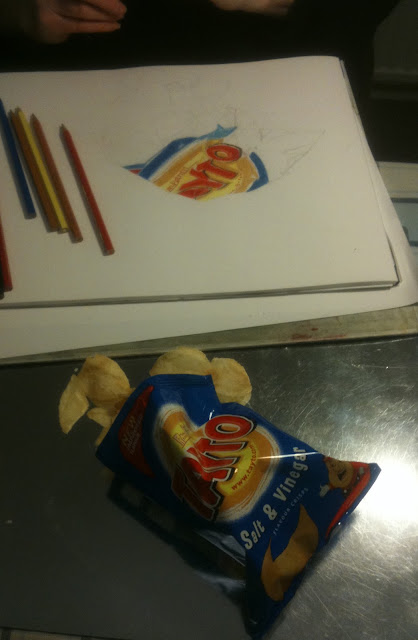 Julie Douglas, Notes from The Atelier: Drawing - colour pencil, crisps ...