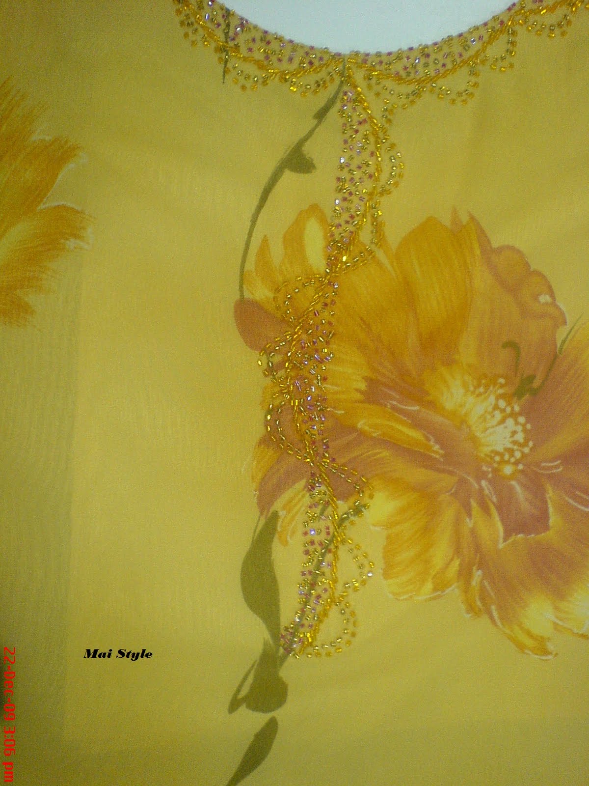 Mai Style - Manik & Sulaman: contoh jahitan manik di leher baju