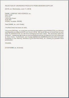 Shipment Rejection Letter