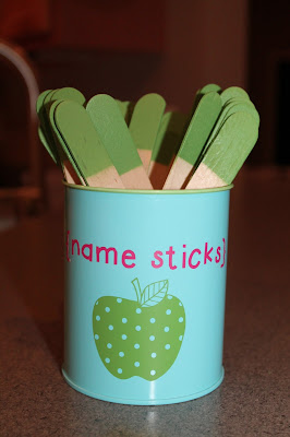 ABC's and Polka Dots: Monday Made It:: name sticks