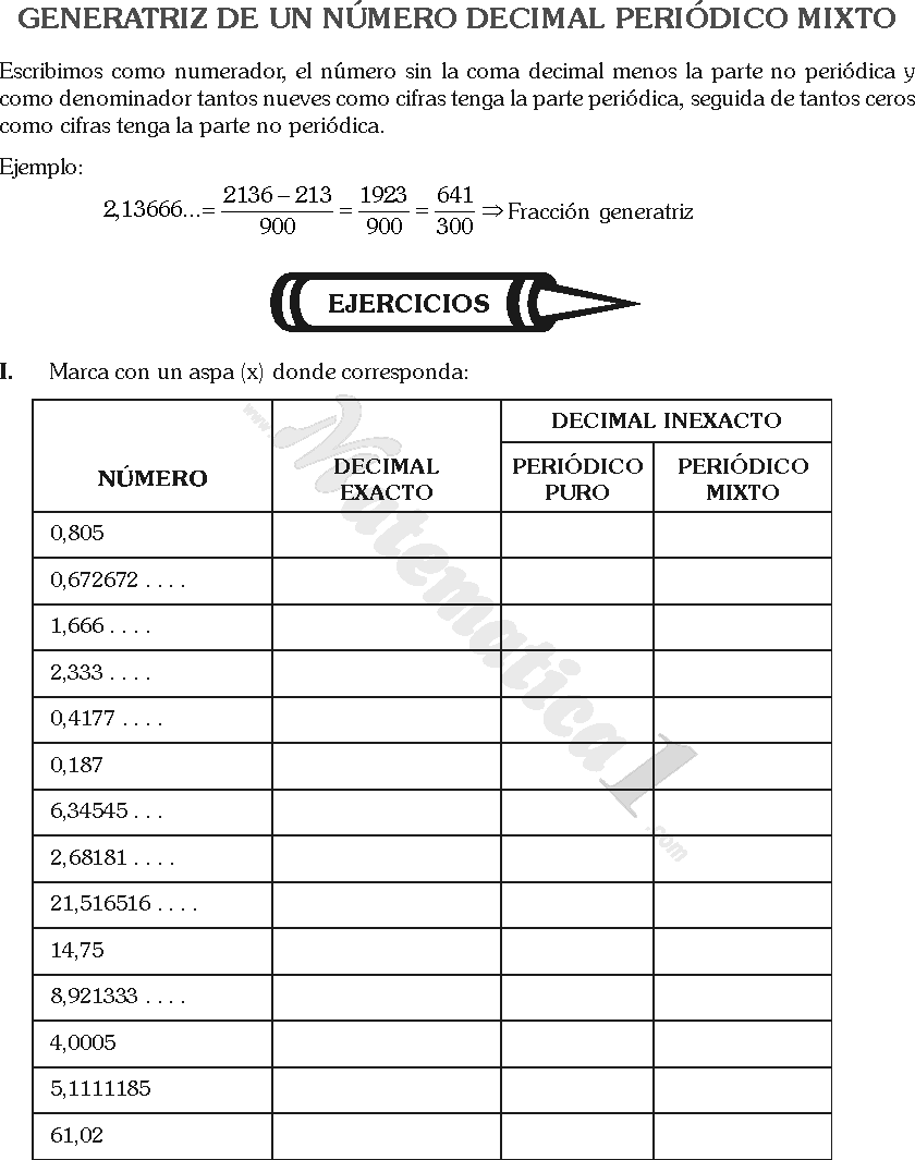 Los Numeros Decimales Y Sus Operaciones Ejercicios De Sexto De Primaria