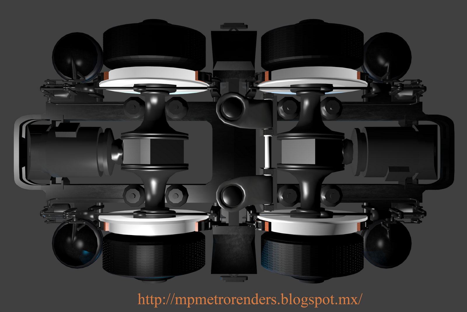 Renders del Metro: Bogie de metro sobre neumáticos