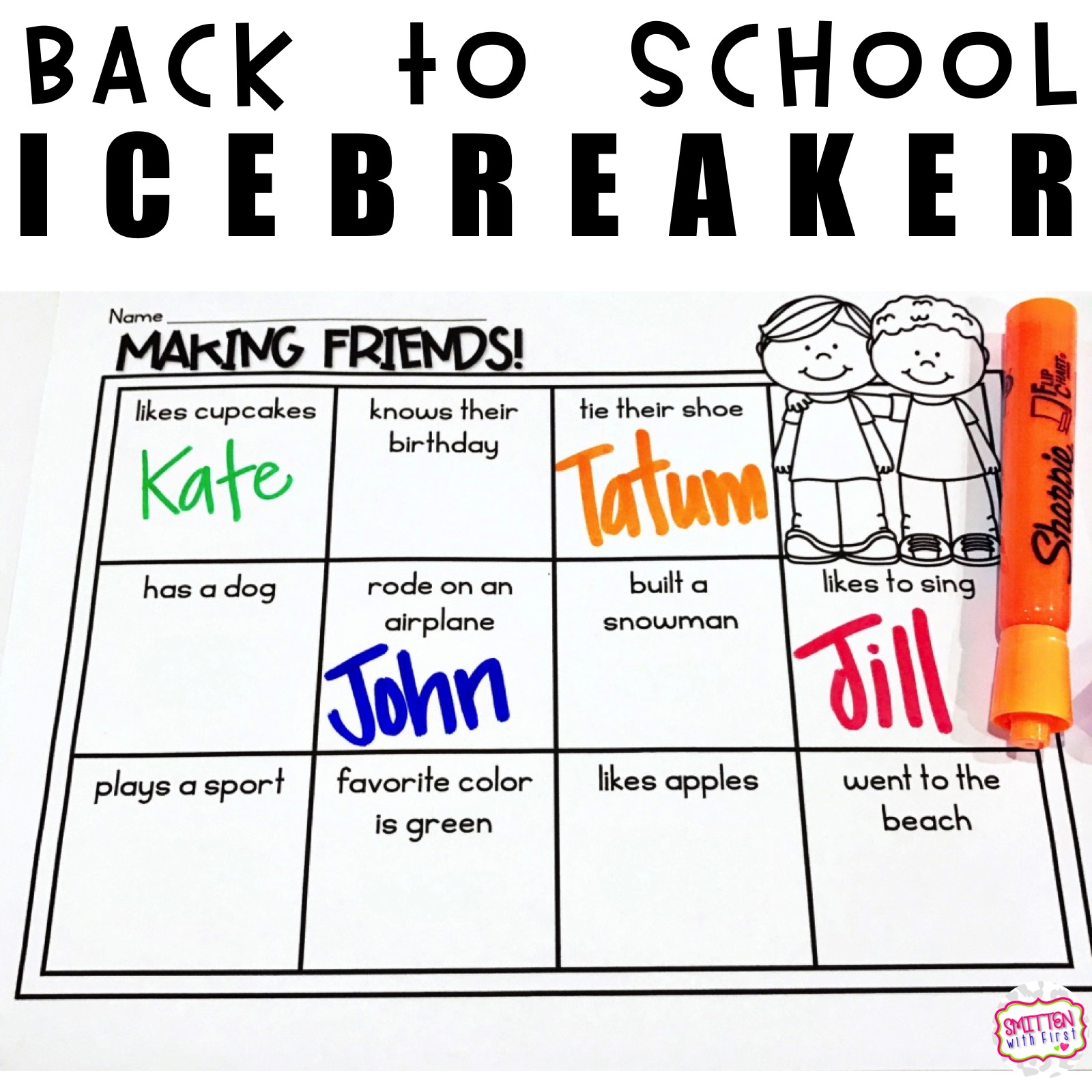 Back to School Icebreakers plus a FREEBIE - Smitten with First
