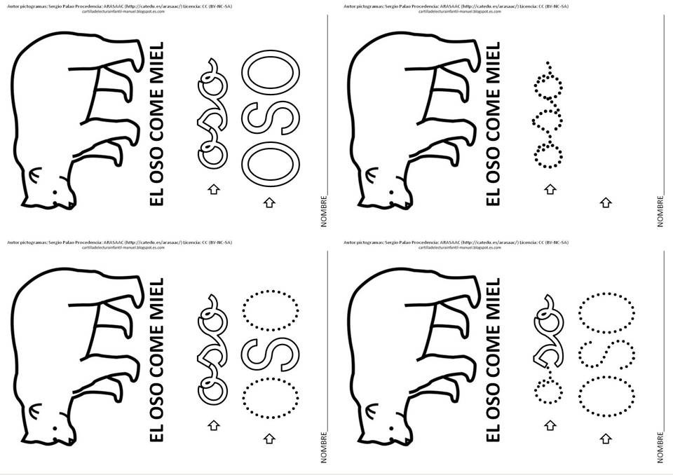 CARTILLA DE LECTURA INFANTIL : OSO CANCIÓN CUENTO NATURALEZA ESCRITURA ...