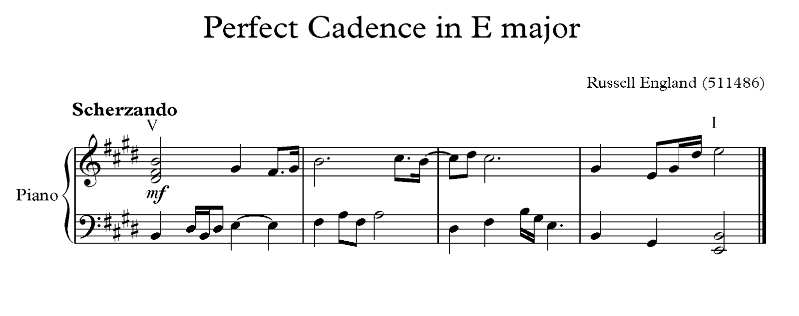 Russell's OCA Music: Composition 1 : Composition of Perfect Cadence