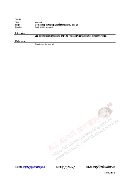 All about Norway.: ตัวอย่างซีวี (Cv) ที่เป็นมาตรฐานและเป็นที่ยอมรับของ ...