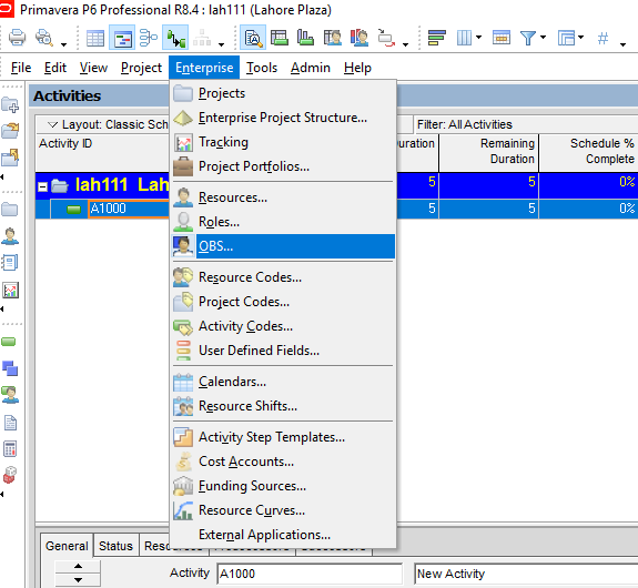 OBS :Organization Breakdown Structure in Primavera P6 ~ Oracle Primavera P6