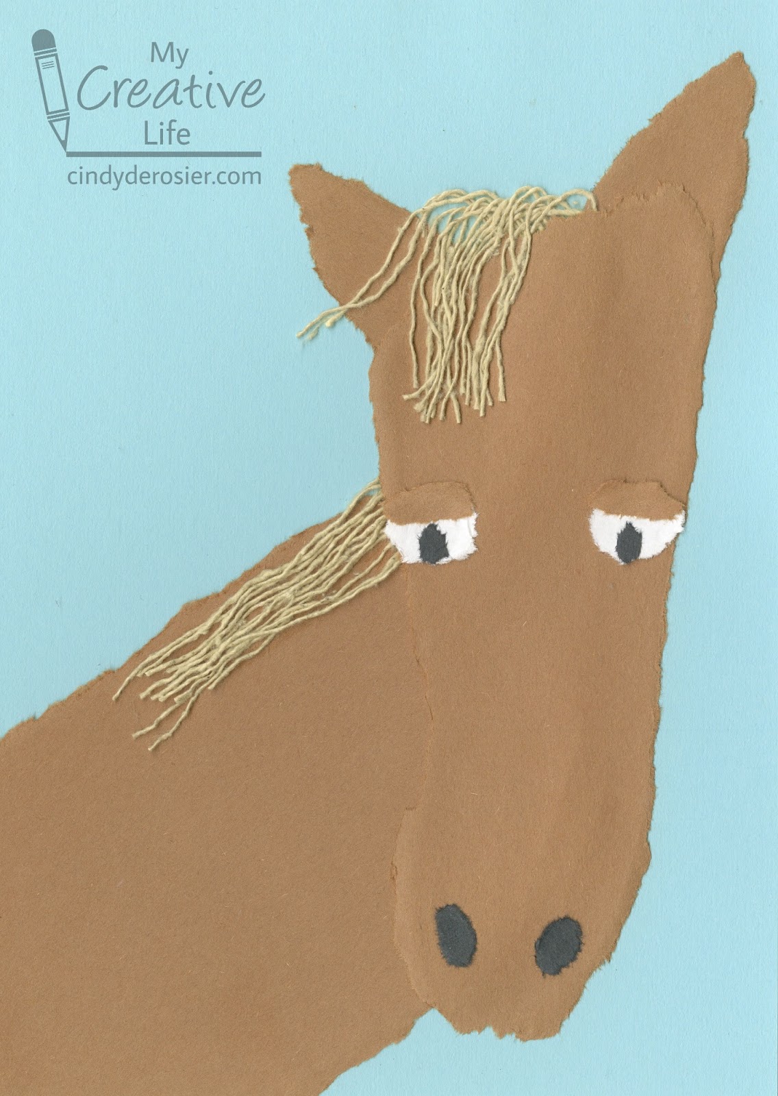 Cindy deRosier: My Creative Life: Torn Paper Footprint Horse