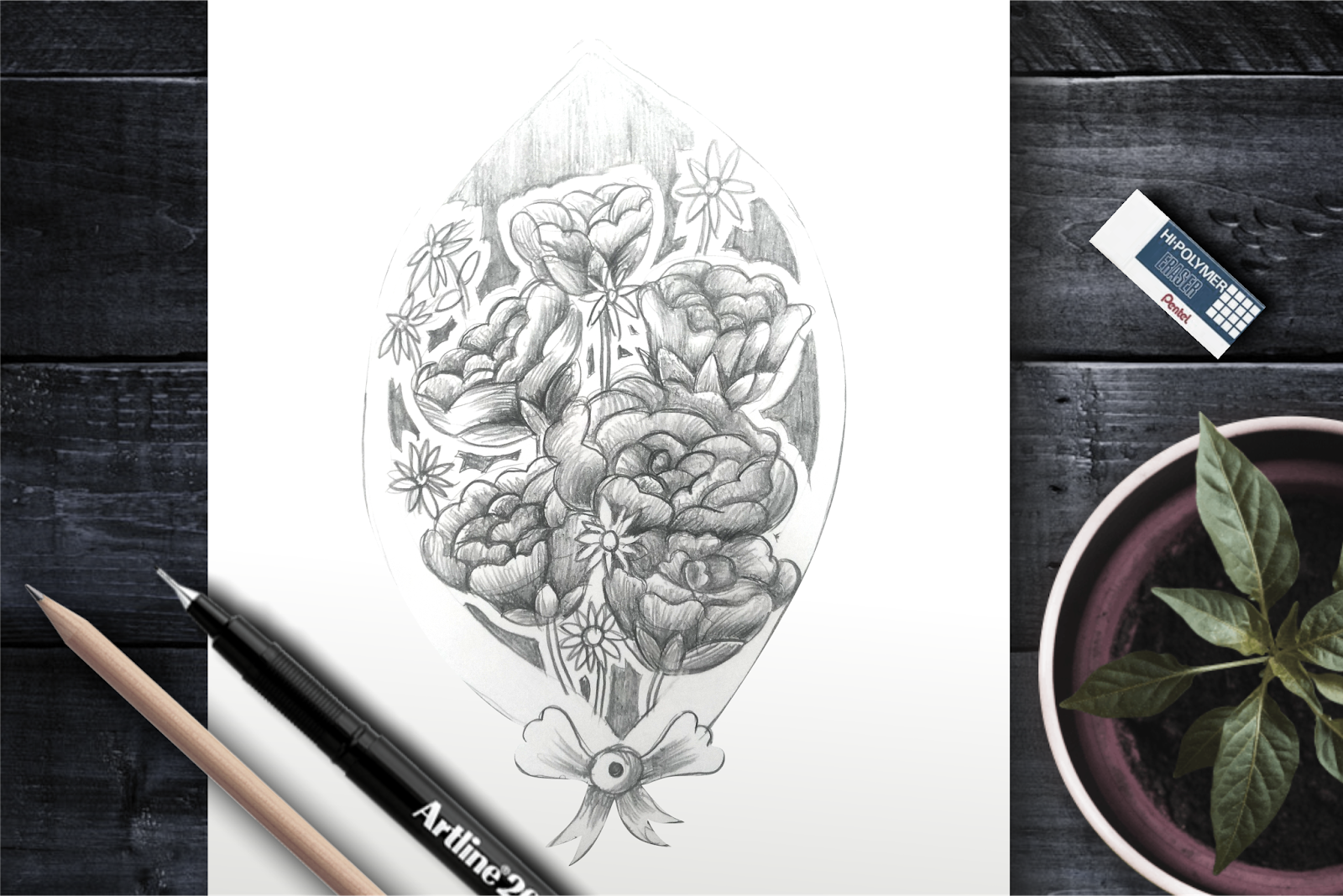 Sketsa Bouquet Bunga - ashfa22 BLOG