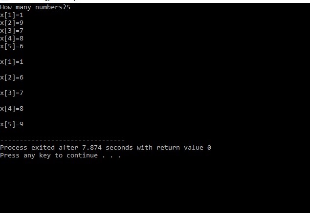 C Program To Print The Number In Ascending Order Using Function Passing Array Function