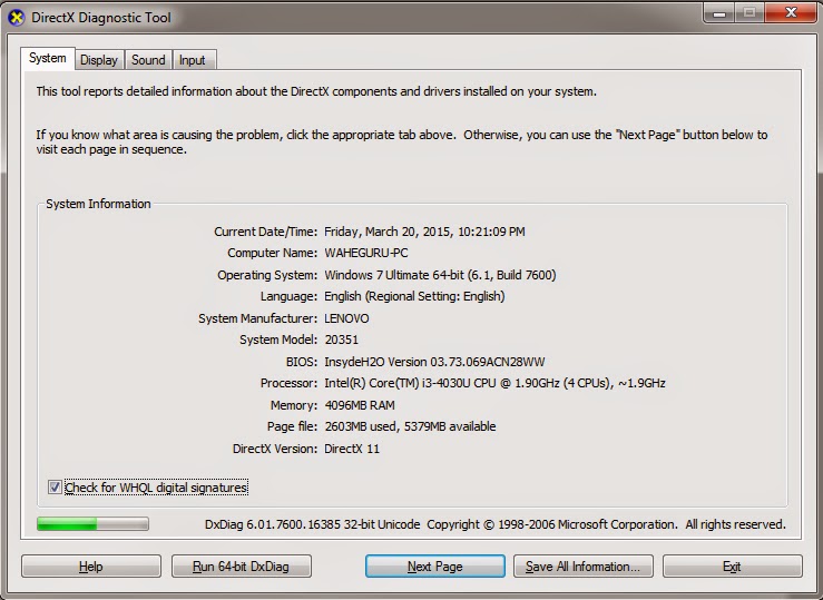How to check System Configuration and Graphics Configuration