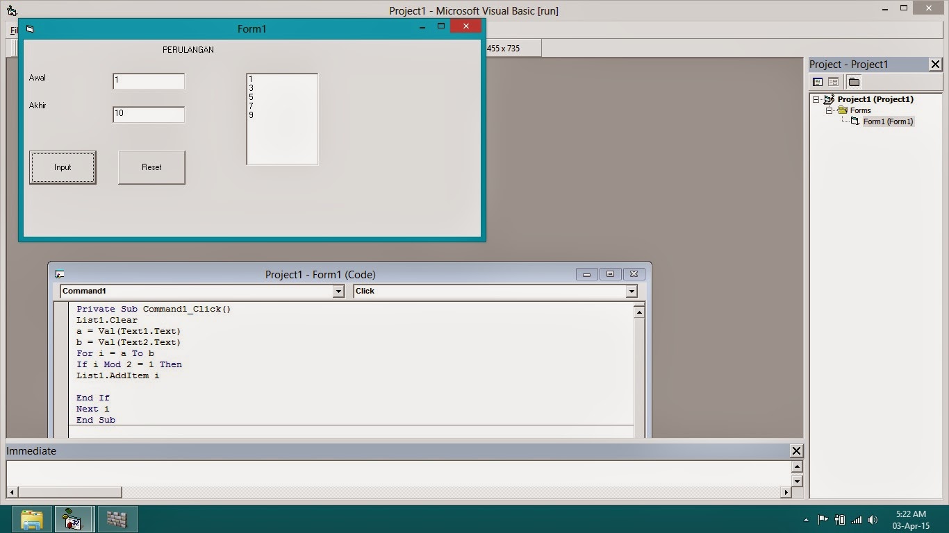 Deden Diki Septiana: Program Perulangan Pada Visual Basic